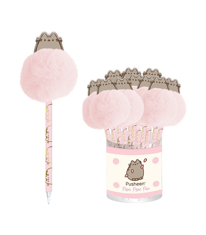 Pusheen Ballpen With 2D Topper & Pom Pom D12