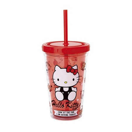 Hello Kitty Plastic Cup W/Straw: