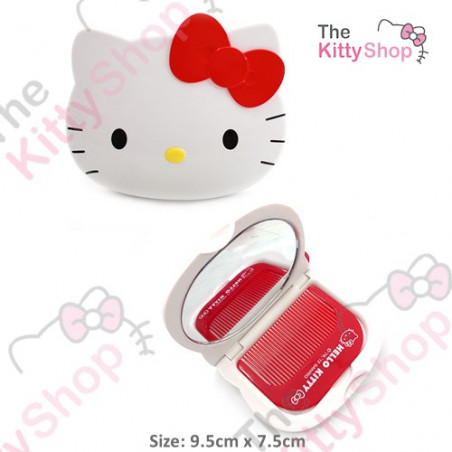 Hello Kitty Face Shaped Comb & Mirror Set